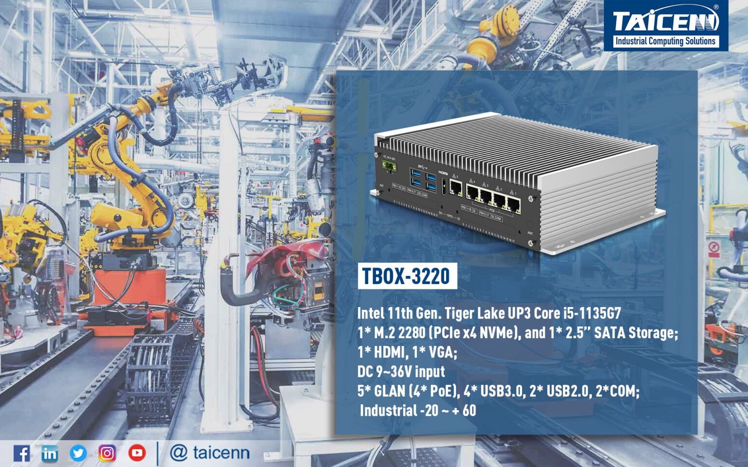 Industrial Vision Box PC TBOX-3220 for machine vision, industrial ...